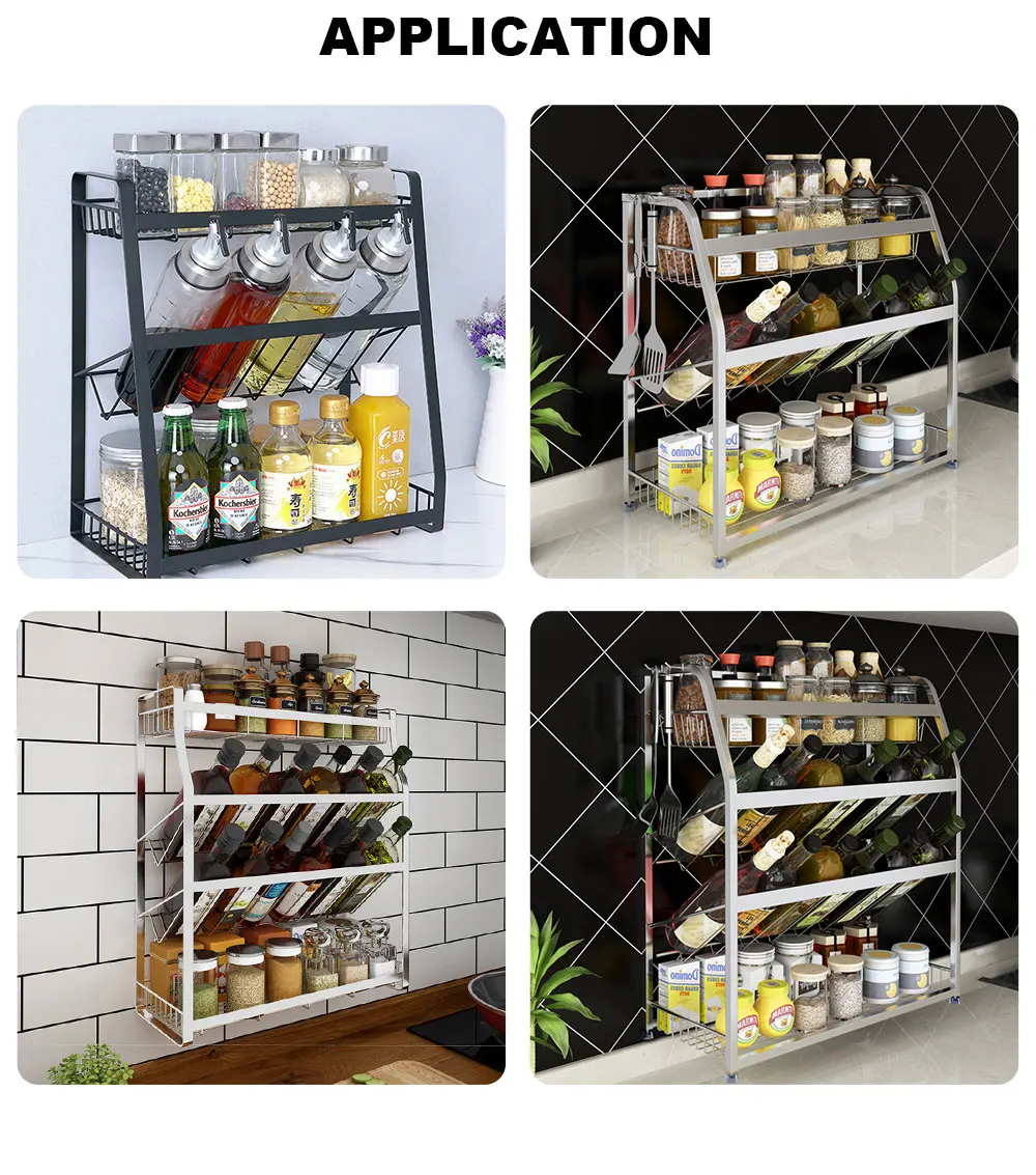 4 Tier Cabinet Spice Rack Kitchen Organizer Spice Bottle Spice Holder ...