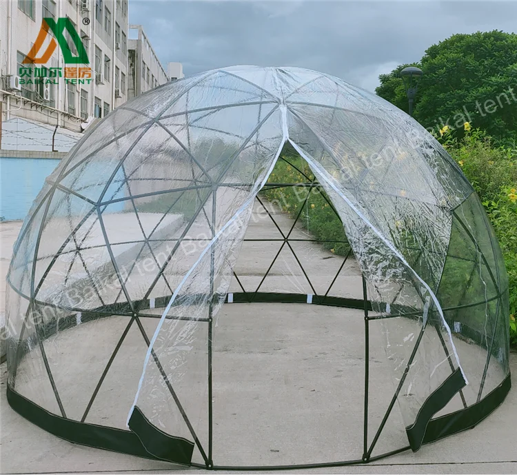 Black Pipe Transparent Garden Iglu Kuppel fur Outdoor Dining Club im Winter