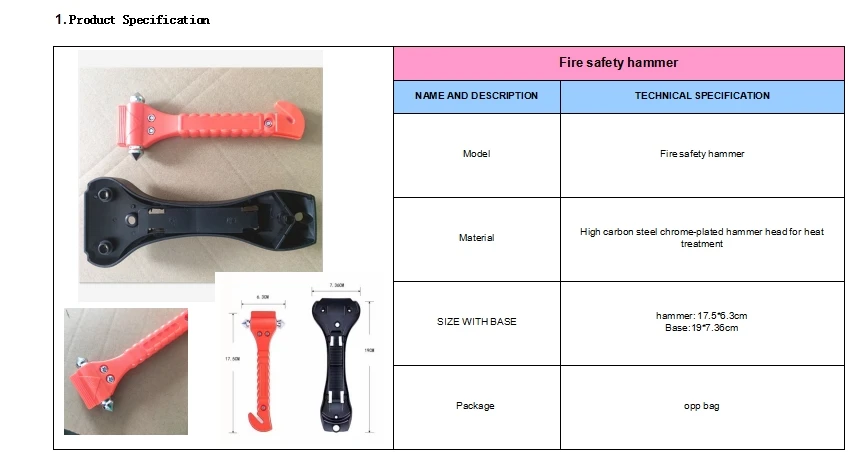 Fire Safety Hammer Emergency Hammer Multi-purpose Vehicle Mini Hammer ...