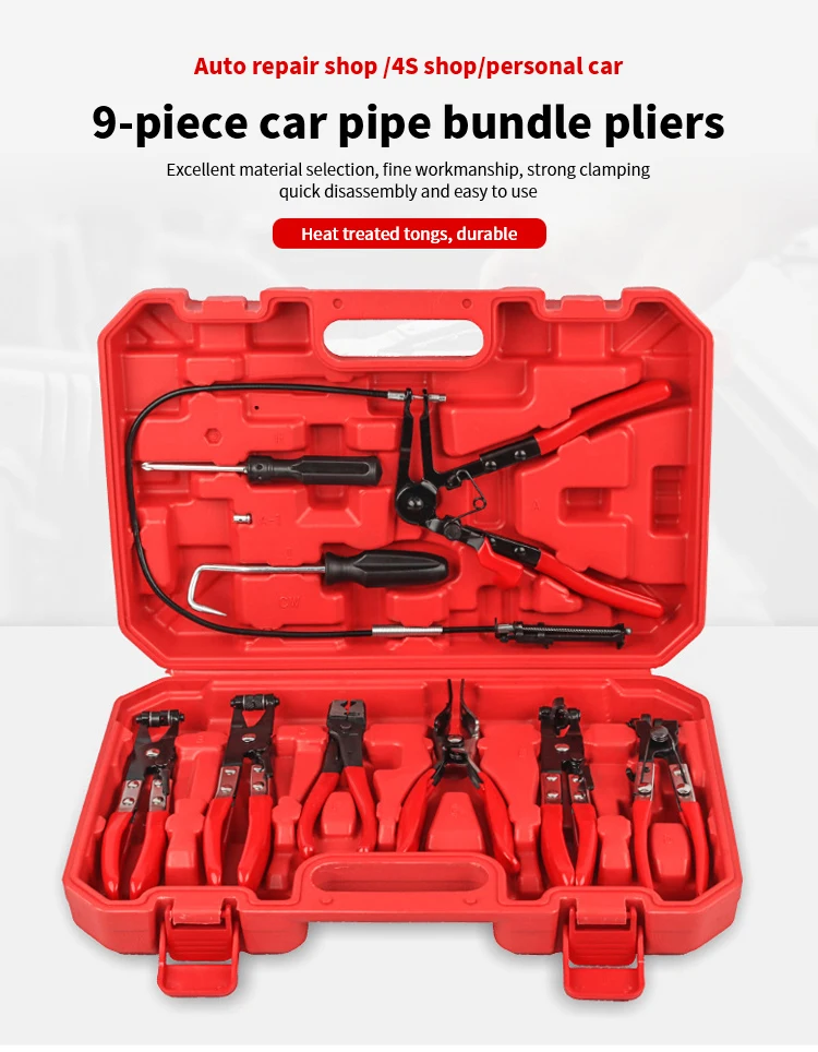 9pcs Spring Loaded Car Repair Hose Clamp Pliers Set Wire Long Reach ...
