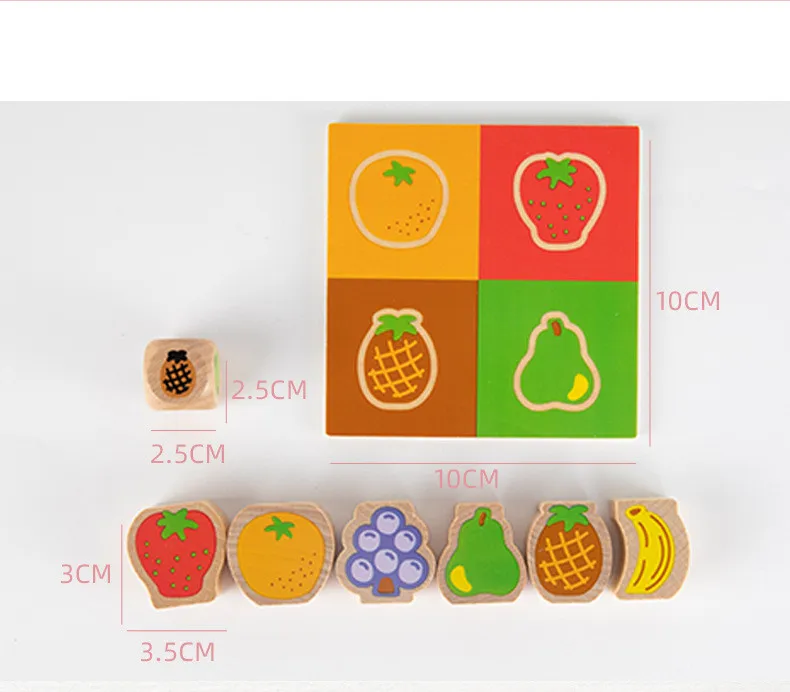 Wooden Fruit Blocks Stacked High Toys Children Early Education Puzzle ...
