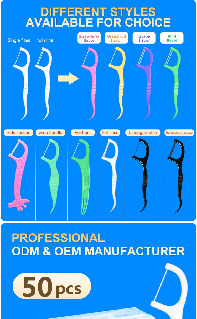 Custom Private Label Ortho Tooth Flosser Stick for Cleaning