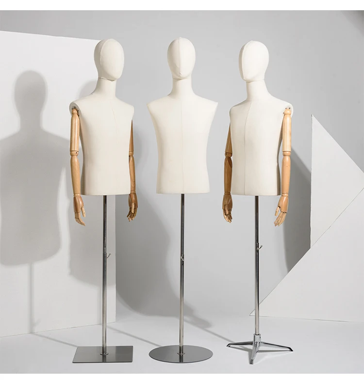 High-end Male Bust Linen Cloth Mannequin Half Body Male Mannequin Suit ...