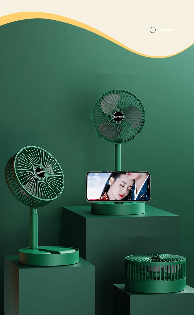 Portable Usb Telescopic Folding Fan Collapsible Rechargeable Floor Fan ...