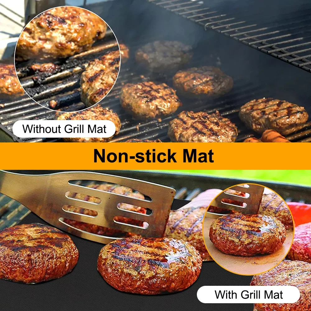 100% Non-stick Reusable Bbq Grill Mats Sheet Grill Foil Bbq Liner Bbq ...