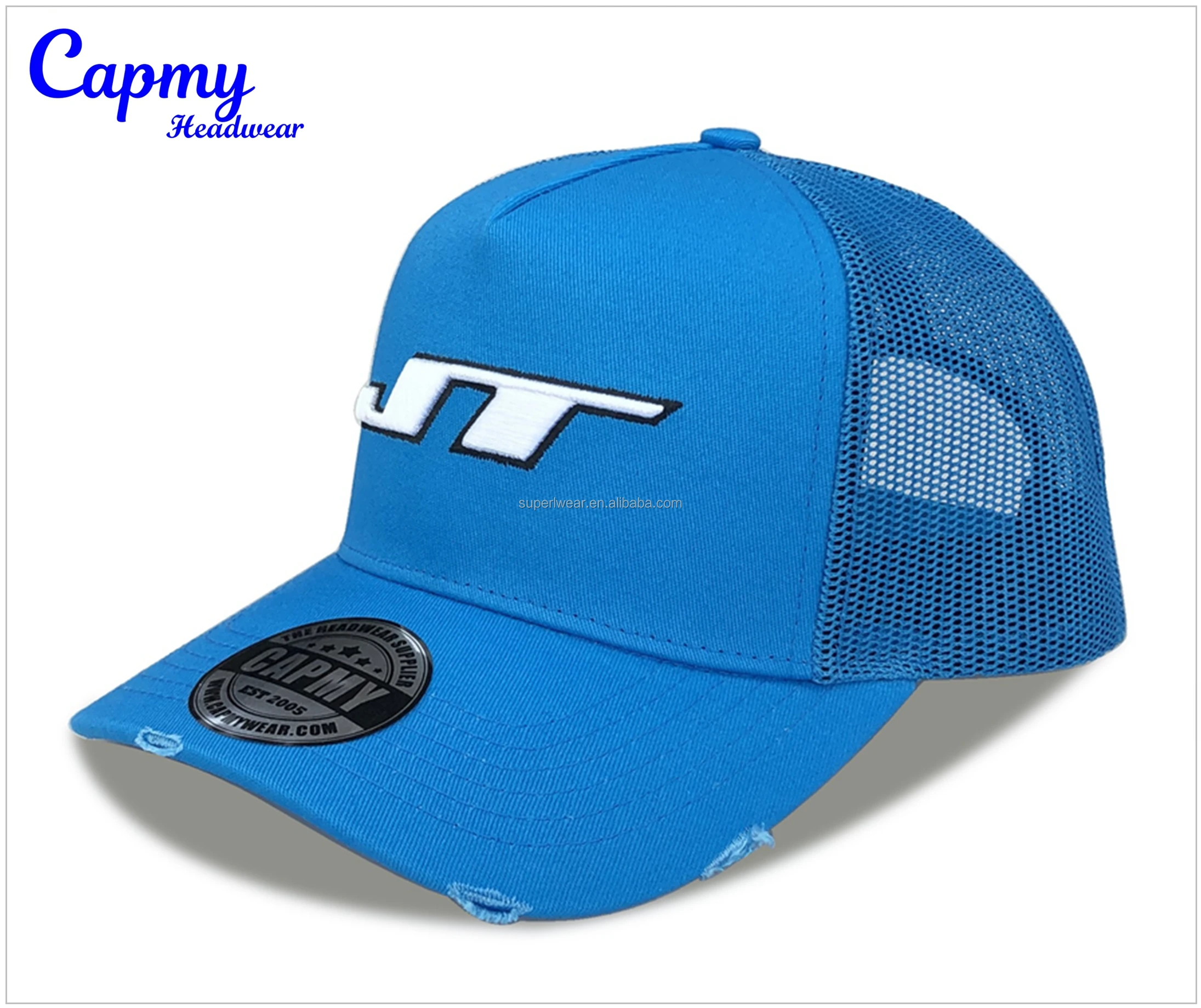 Casquette Personnalisee Grey Olive Green Distressed Trucker Hats Two ...