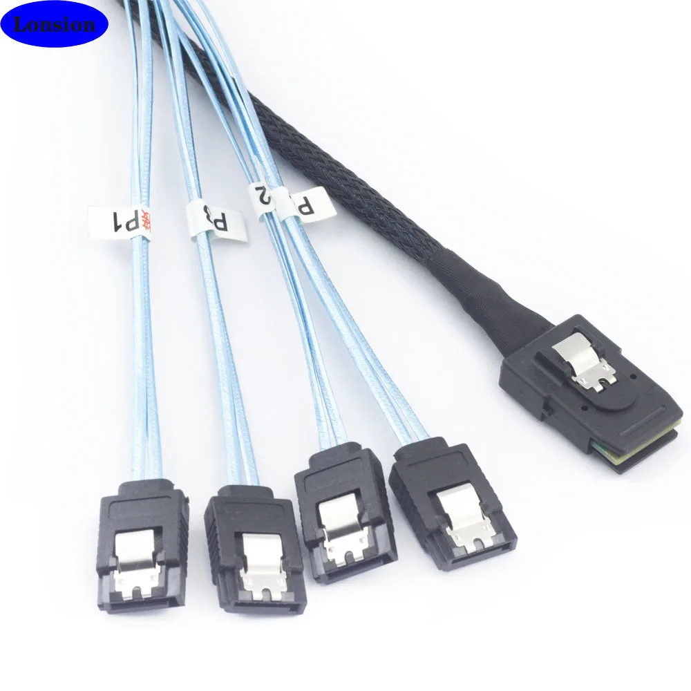 Mini SAS SFF-8087 to 4 Ports SATA Connection Cable for Servers Nylon ...