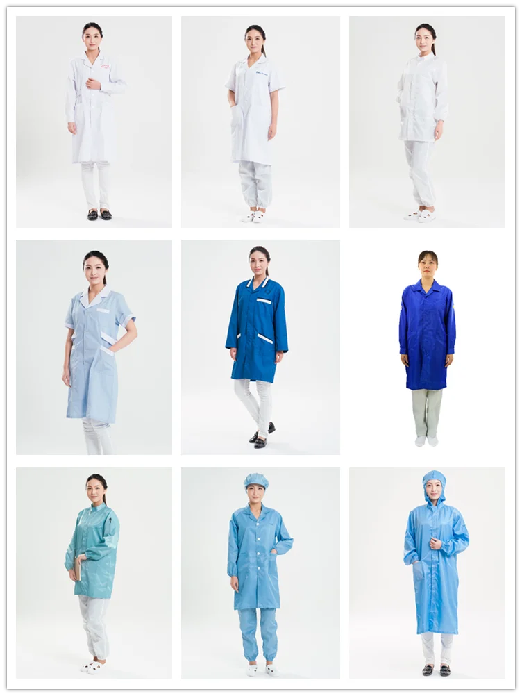 Customized Washable Long Snap Fastener V Collar Lab Coat Esd Smock ...