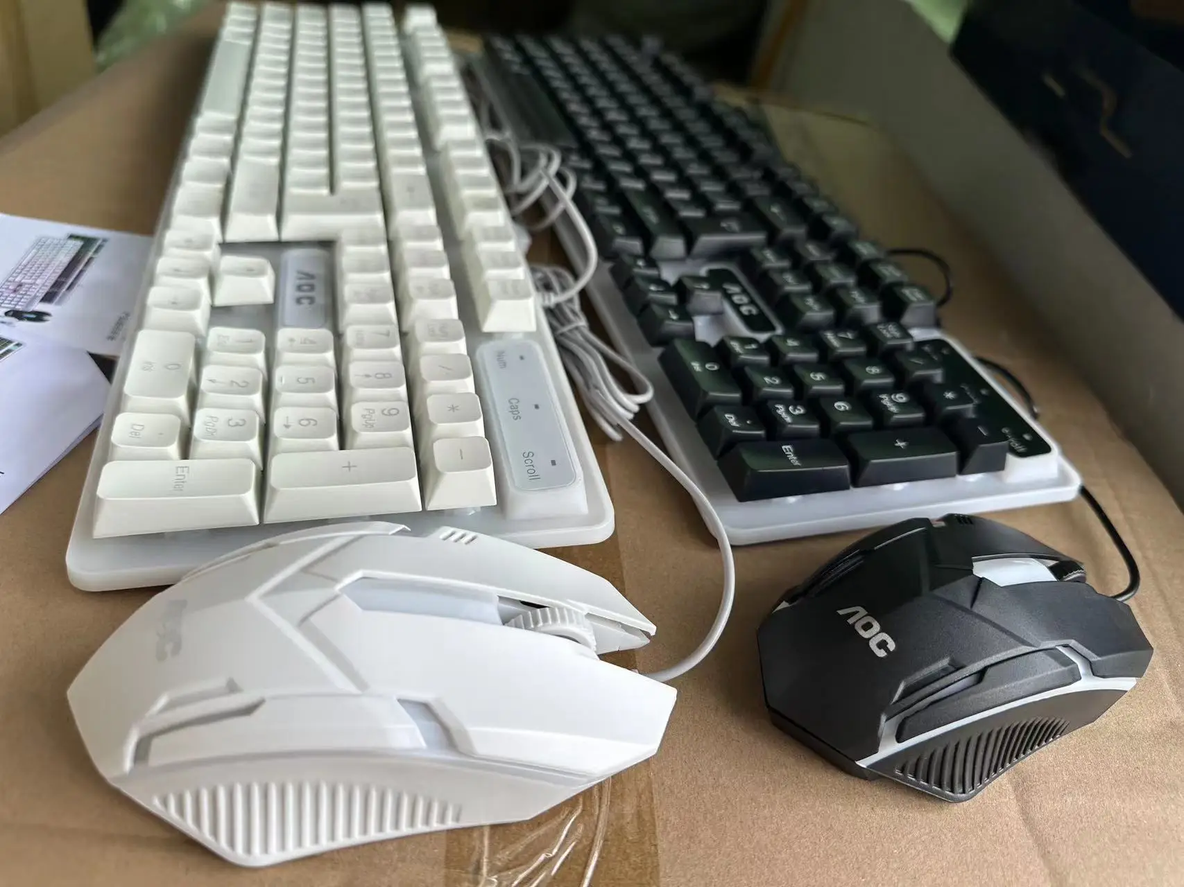 Aoc Km100 Wired Usb Luminous Keyboard And Mouse Set Mechanical Touch ...