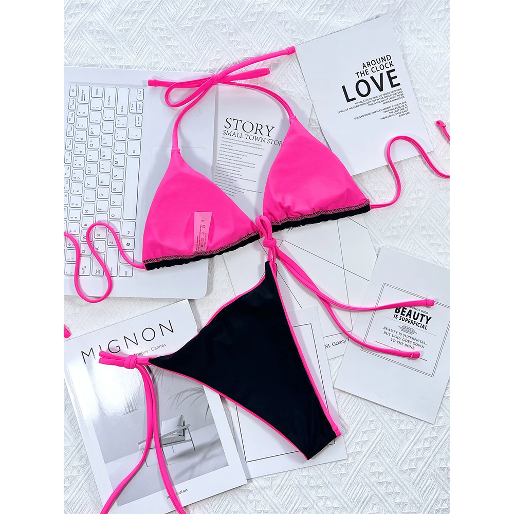 2022 Swimsuits Women Show Sexy Thong Micro Bikini Shiny Brazilian ...