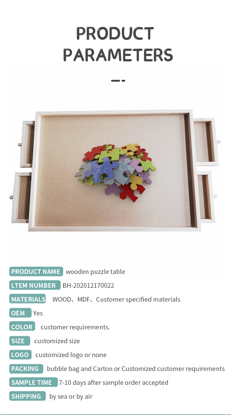 Led Wood Table Kids Jigsaw Sorting Table 4 Or 6 Drawers Puzzle Table ...