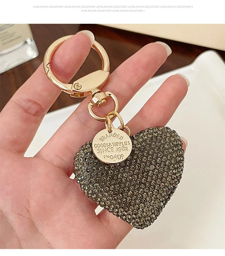 Luxury Multi-color Love Heart Keychain Full Rhinestone Alloy Key Rings ...