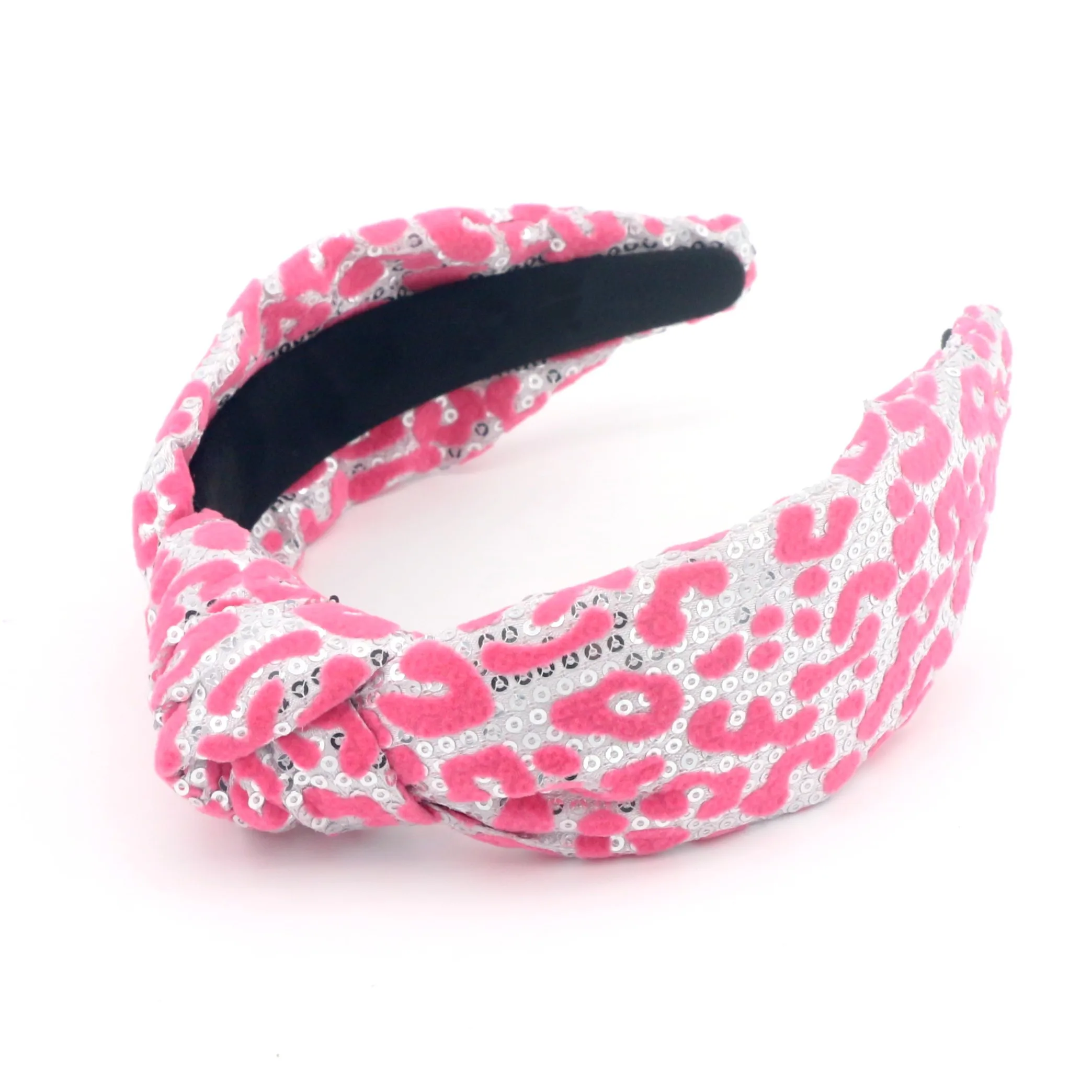 Fashionable New Bling Leopard Print Headbands Top Knot Sequin Headbands ...