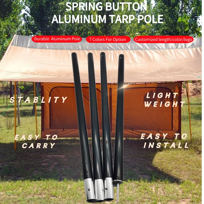 Hot Aluminum Telescopic Pole with Spring Button Lock Tent Telescopic ...