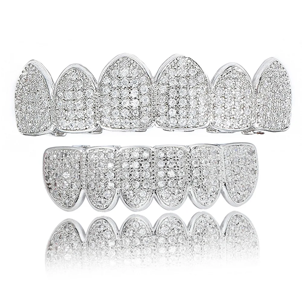 Custom Grillz Teeth - Diamond and Gold Open Face Grills