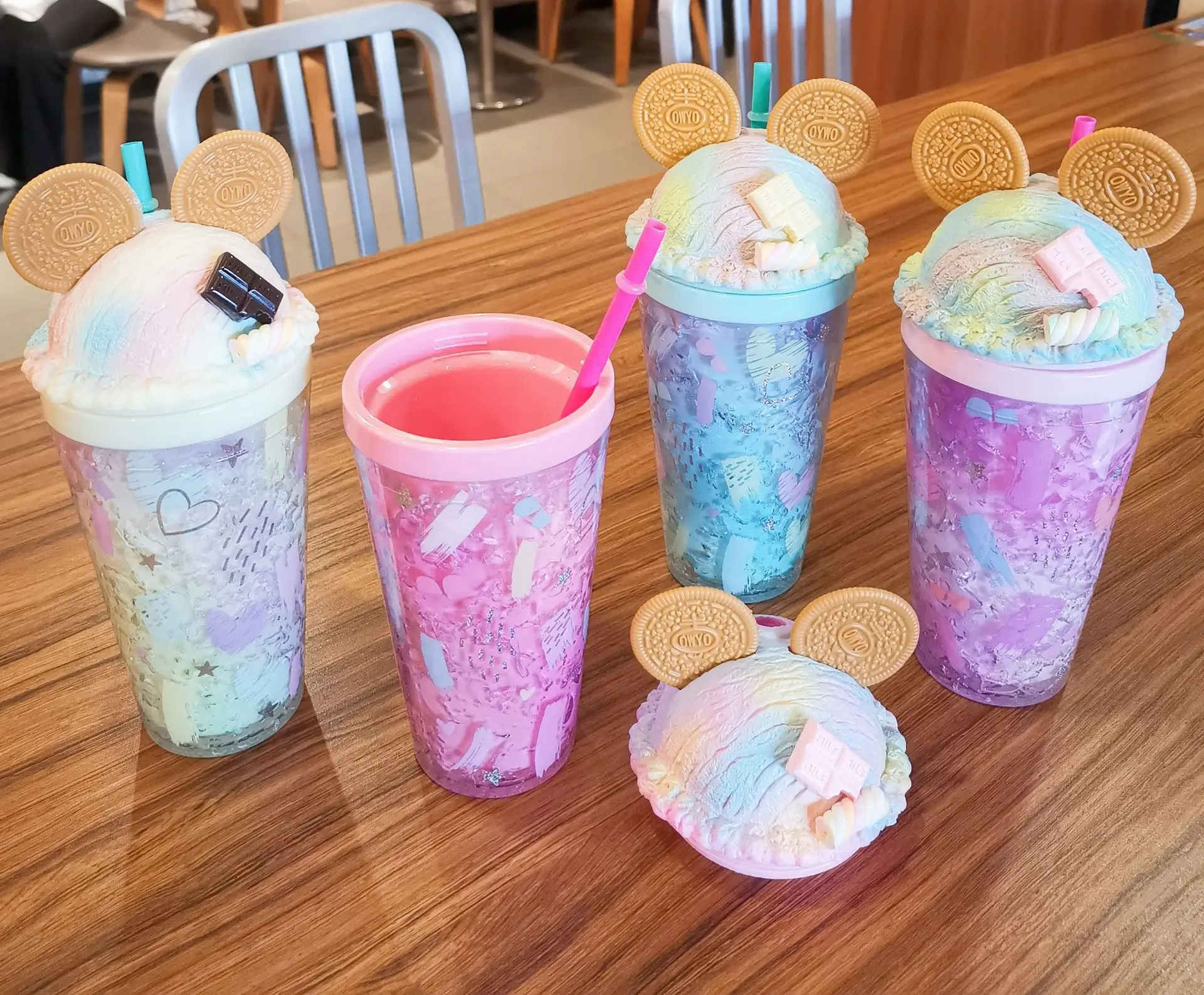Madou 450ml Lovely Cartoon Crushed Ice Iridescence Sippy Cup Double ...