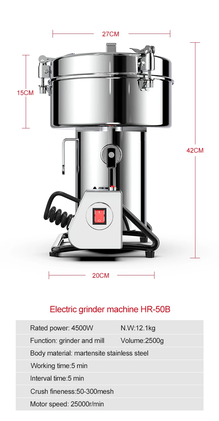 Horus Hr-50b Stainless Steel Grinding Machine Multifunction Dry Pepper ...