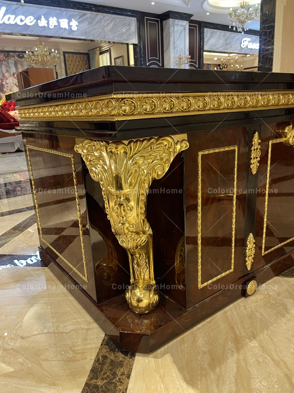 Royal Office Furniture Luxury Classic Carving Wooden Computer Desk ...