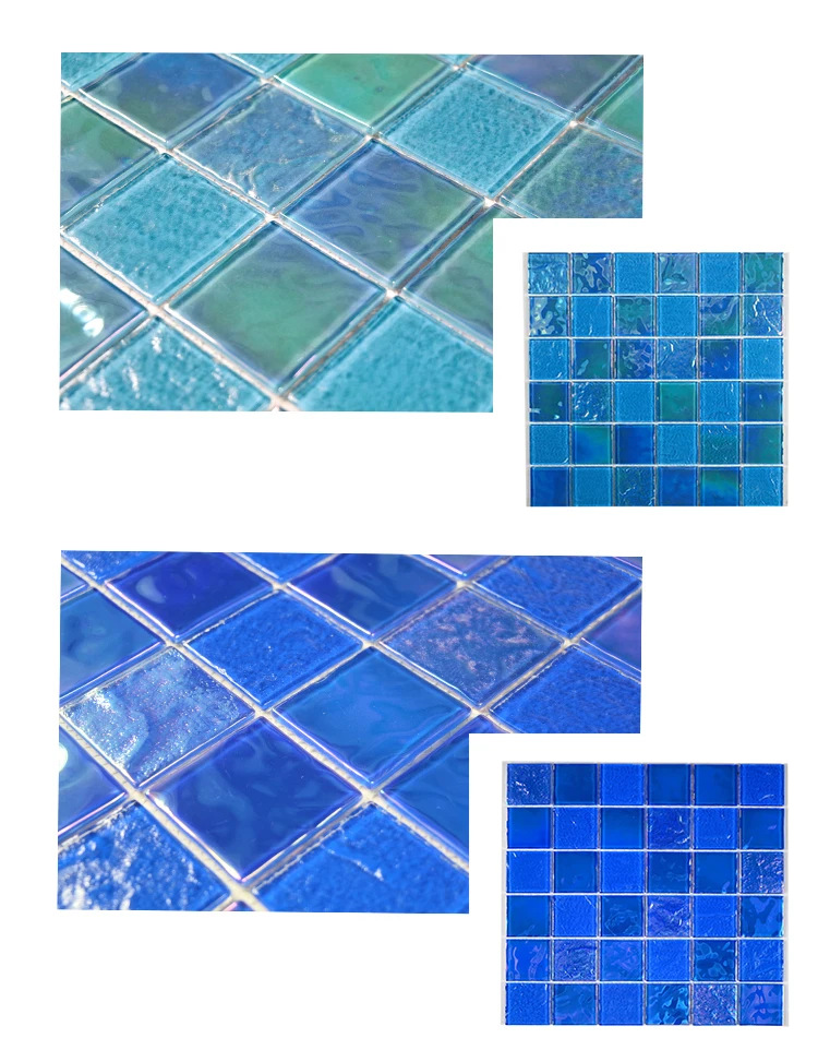 Wholesale Blue Iridescent Glass Mosaic Tiles for Pool & Bath