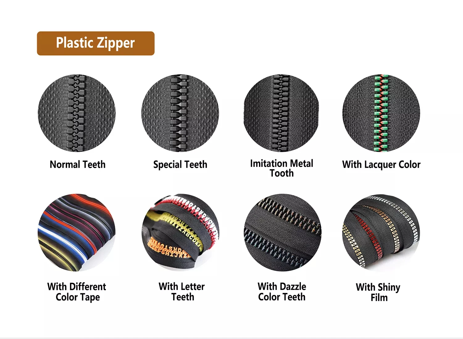 Wholesale Plastic Zipper For Bags Clothes 3# 5# 8# 10cm 20cm Black ...