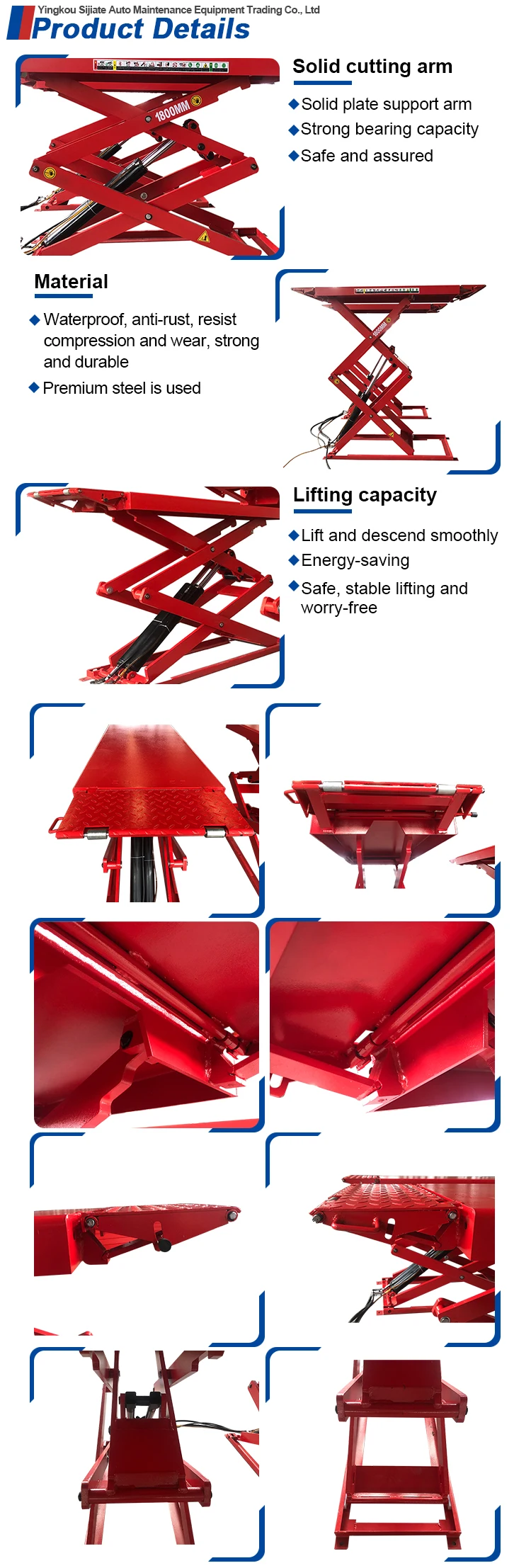 3t On-ground Scissor Car Lift 1.8m Scissor Lift Platform Scissor Car ...