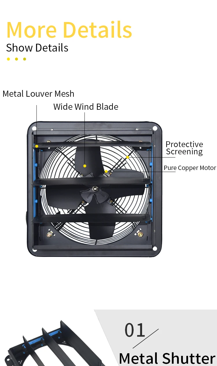 High Efficiency Industrial Exhaust Metal Shutter Fan Corrosion ...