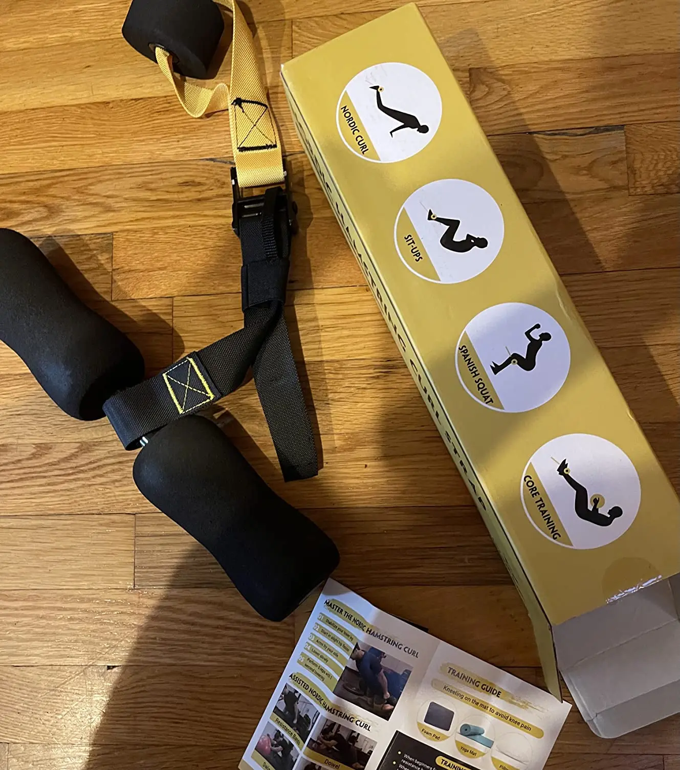 Wellshow Adjustable Nordic Hamstring Curl Strap Spanish Squats Home ...