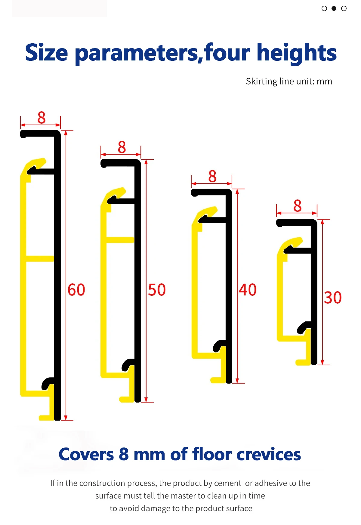 Shadow Gap Baseboard Skirting Profile Strip - 50mm Aluminum