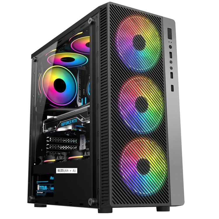 Latest Gaming Pc Case Front Mesh Argb Strip Design Computer Cabinet ...