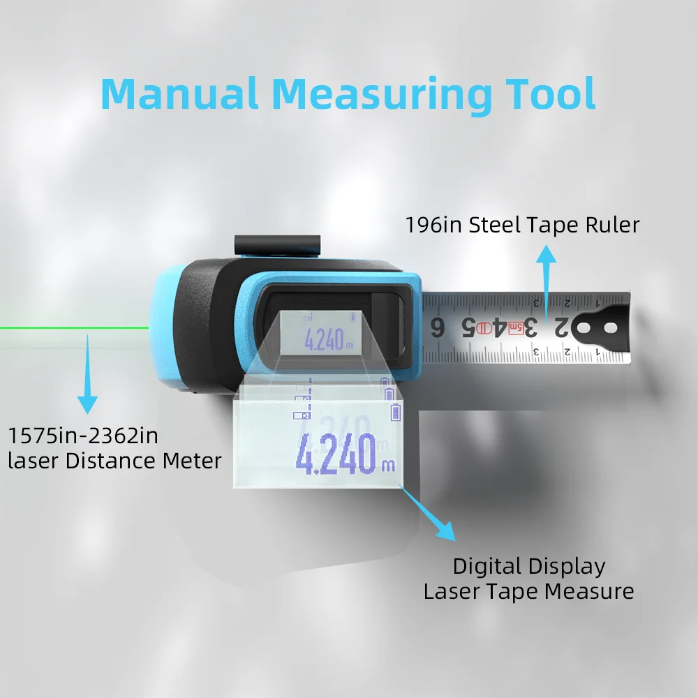 Laser Measurement Tape 5m Steel Ruler 30m 40m 60m Laser Distance Meter ...
