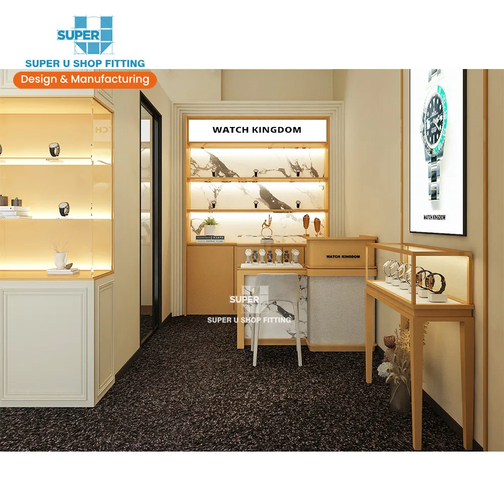 Custom Wooden Creative Wristwatch Display Showcase Modern Luxury Glass ...