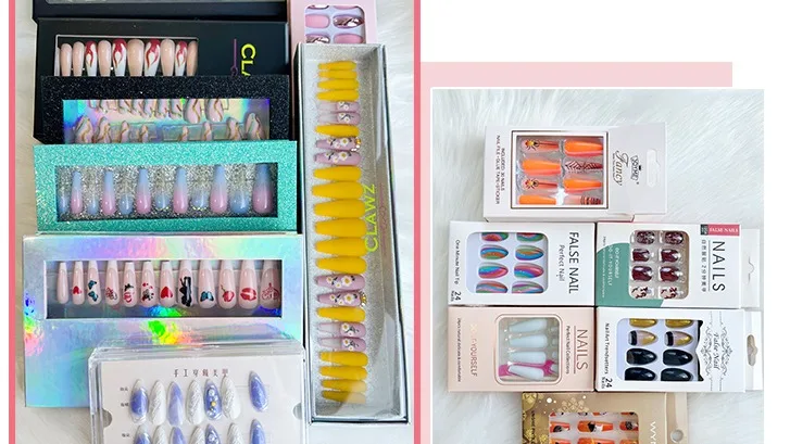 Empty Nail Package Box With White Background Papers Empty Pullable ...