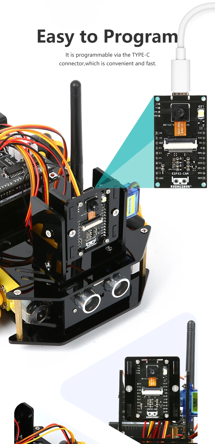 Robotlinking Esp32cam 328P Robot Kit - Open Source Development