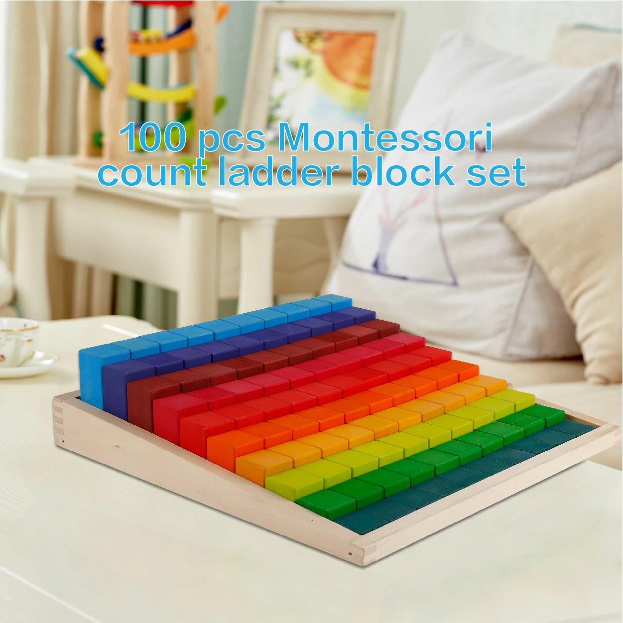 Solid Wood Cube Wooden Square Building Bricks Huge Kids Early ...