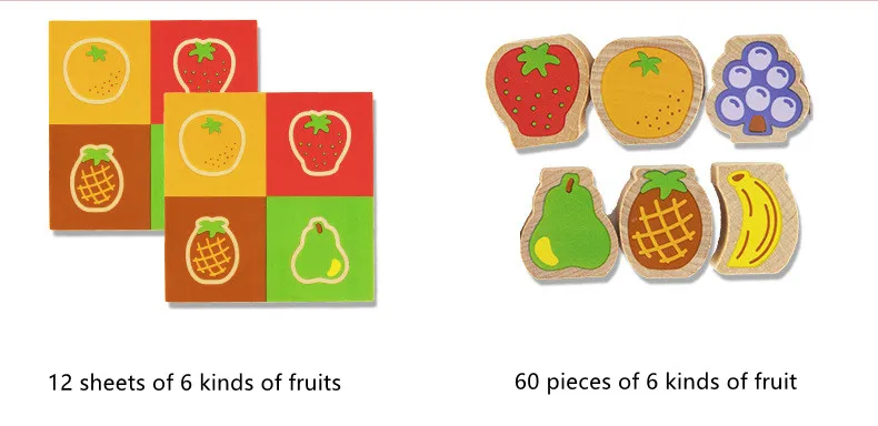 Wooden Fruit Blocks Stacked High Toys Children Early Education Puzzle ...