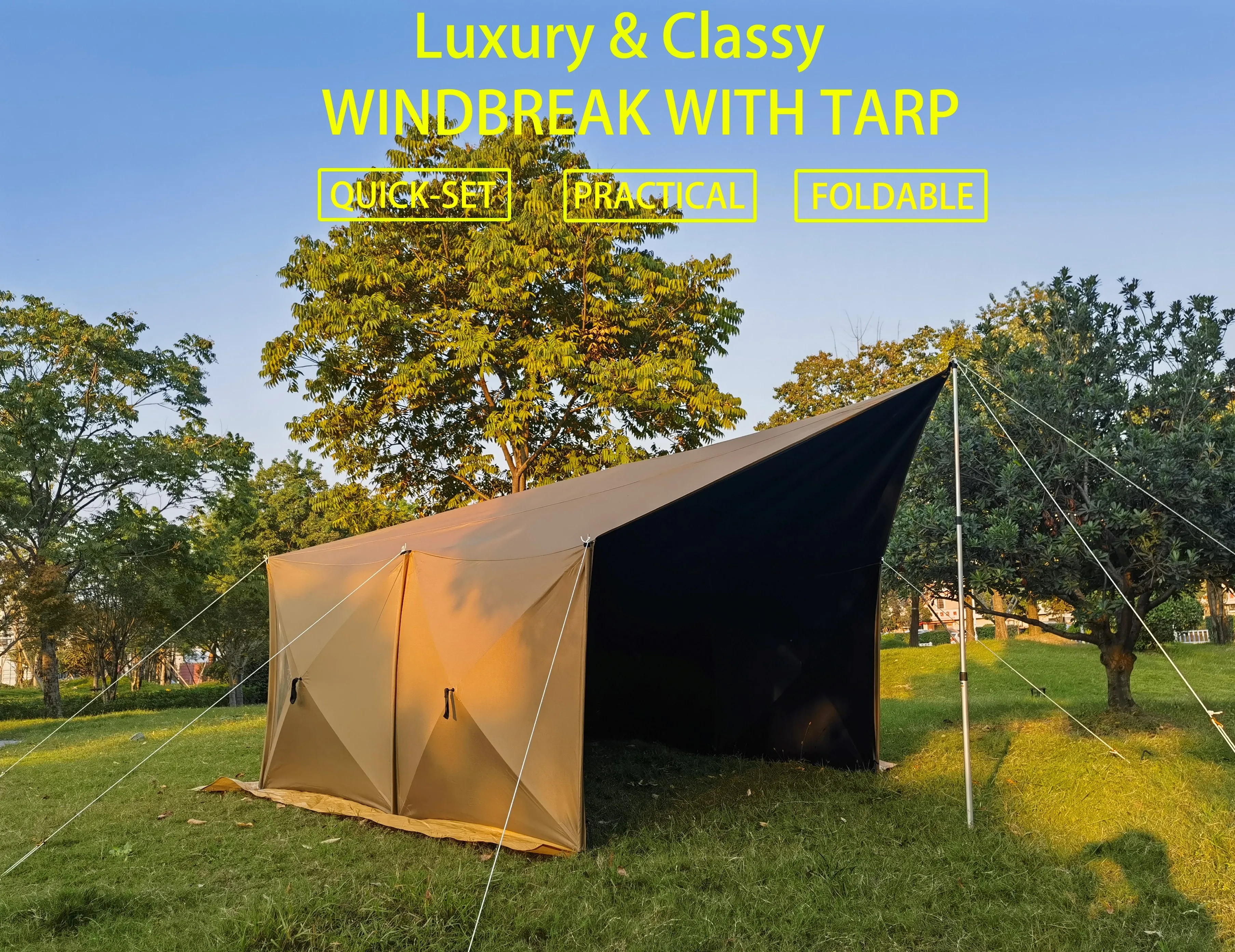 Outdoor Foldable Quick-Set Canvas Screen Hub Pop-up Camping Hiking ...