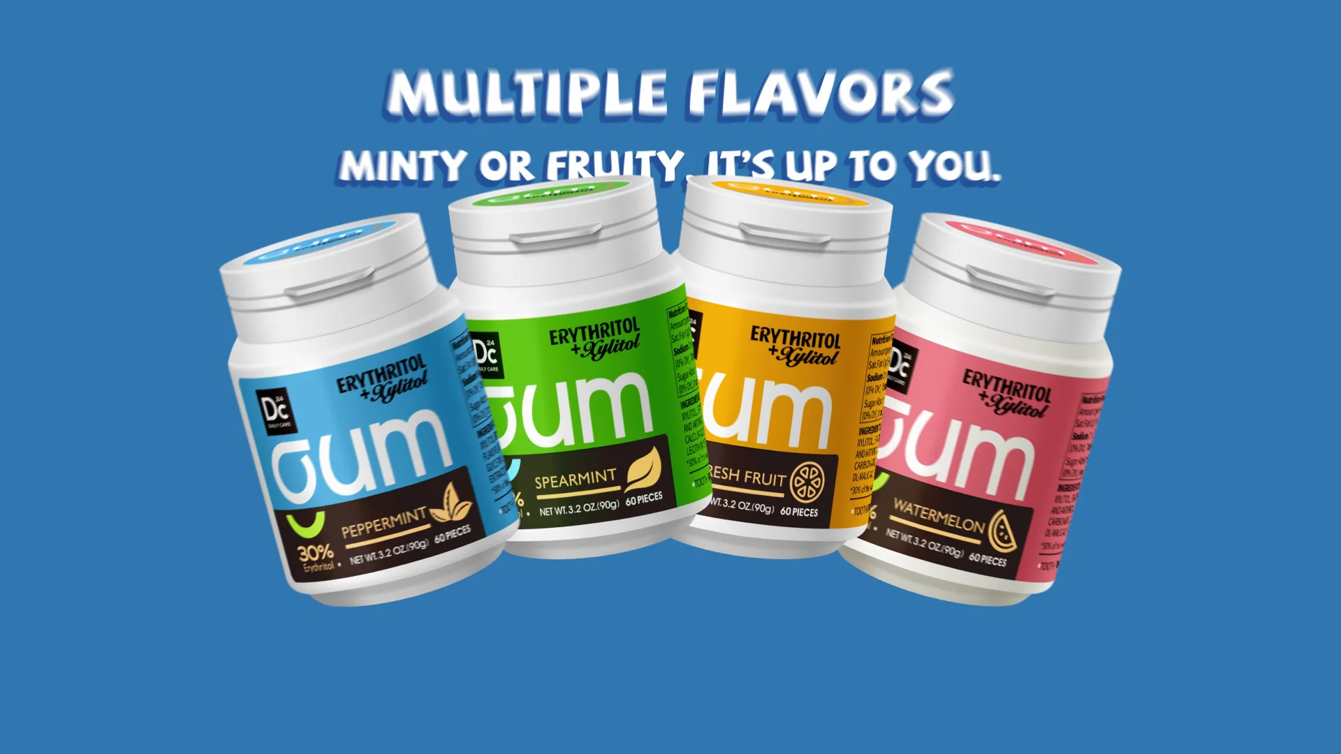 Strawberry Dc24 Daily Care Xylitol & Erythritol Sugar Free Gum,Low ...