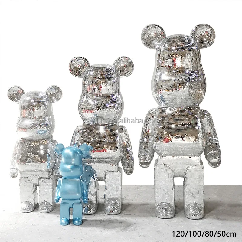 400% Handmade Sequins Glass Bright Surface Piggy Bank Large Bearbrick ...