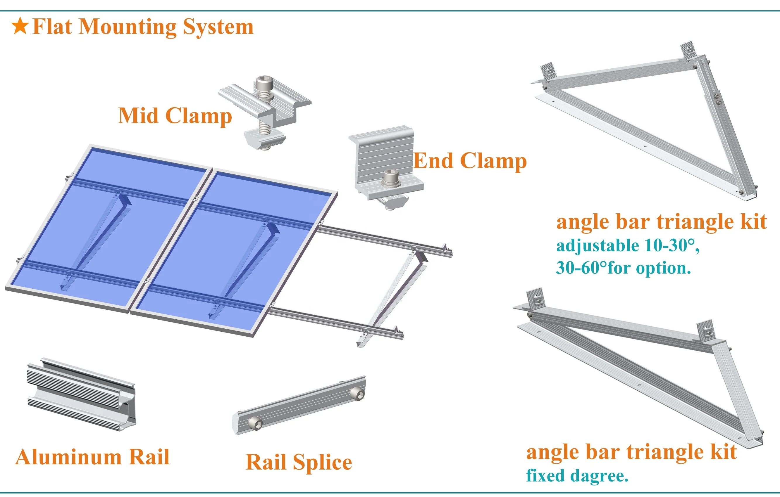 Aluminum Angle bar Flat Roof Solar Pv Mounting System Photovoltaic ...