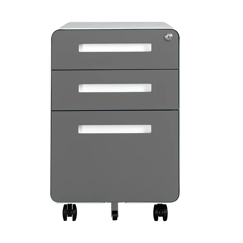 Office Under Desk Slim Steel Mobile Round Edge Filing Cabinet Metal ...