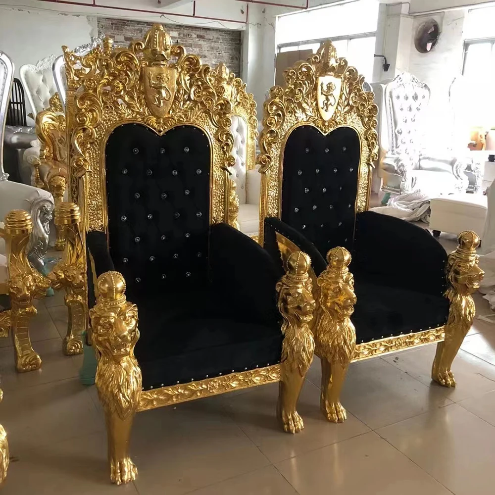 Events Wedding Supplies Luxury Gold Stainless Steel Throne Chairs ...