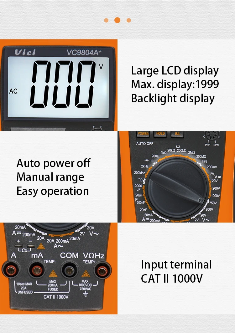 Vc9804a+ Digital Lcd Multimeter Voltmeter Ammeter Ac Dc Ohm Volt ...