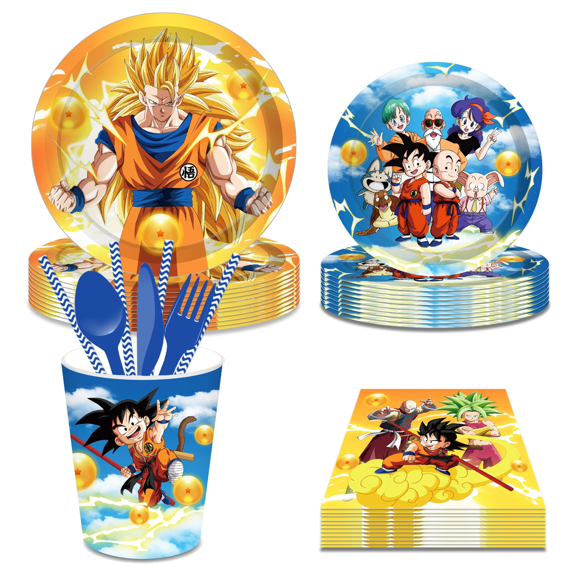 Mm219 Dragon Ball Party Disposable Paper Tableware Set Dessert Plates ...