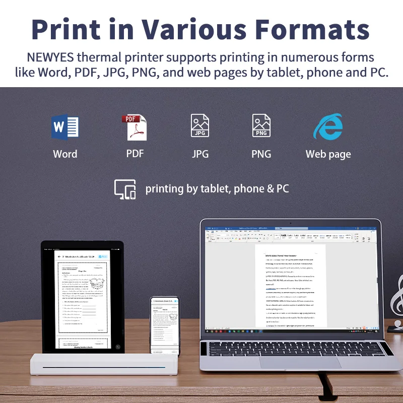 NEWYES Portable A4 Wireless Thermal Printer - Mini & Versatile