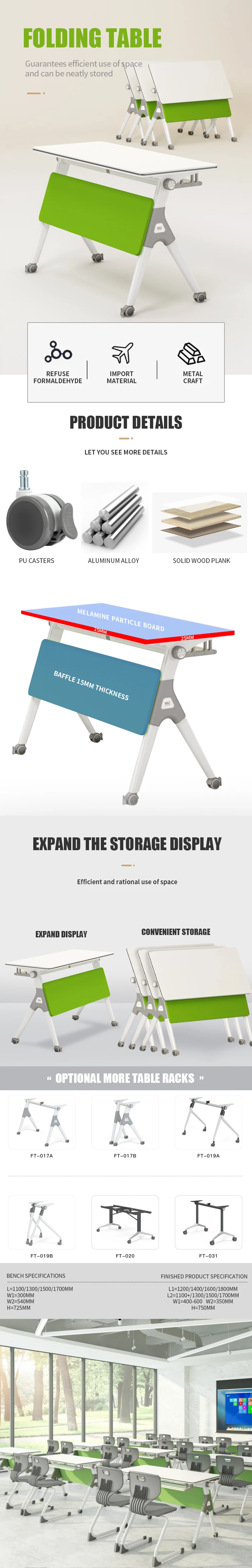 Test Table School Classroom Folding Movable Training Room Folding ...