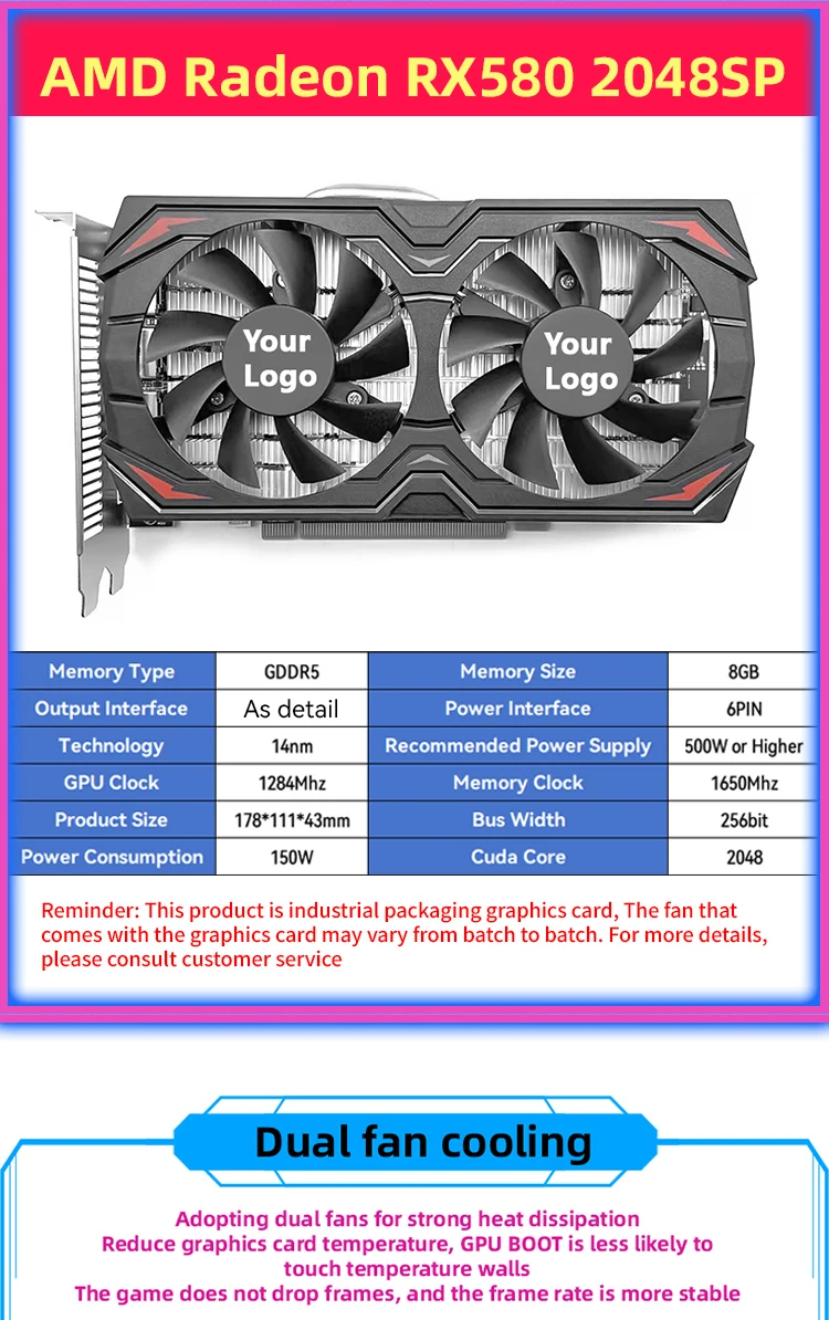 Cheap Amd Rx580 Graphic Cards 8Gb Best Pc Gaming Graphic External Video ...