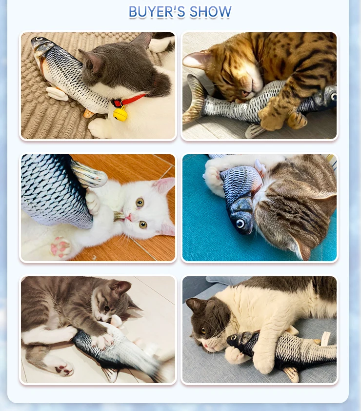 Interactive Cats Toys Floppy Moving Fish With Catnip Realistic ...