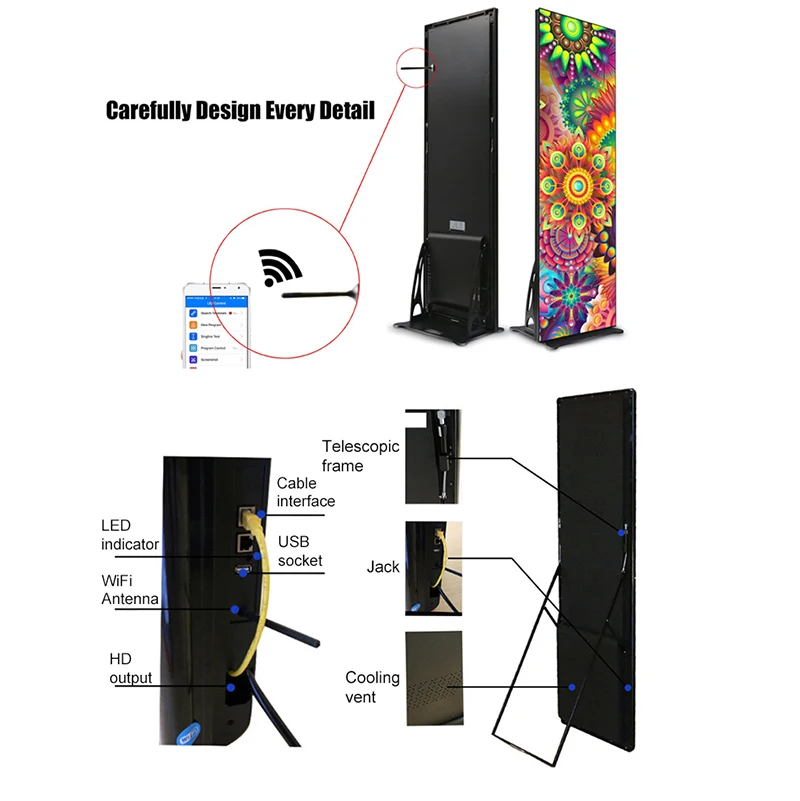 Micro Mini Stand Floor Window Structure Cabinet Digit Light Billboard ...