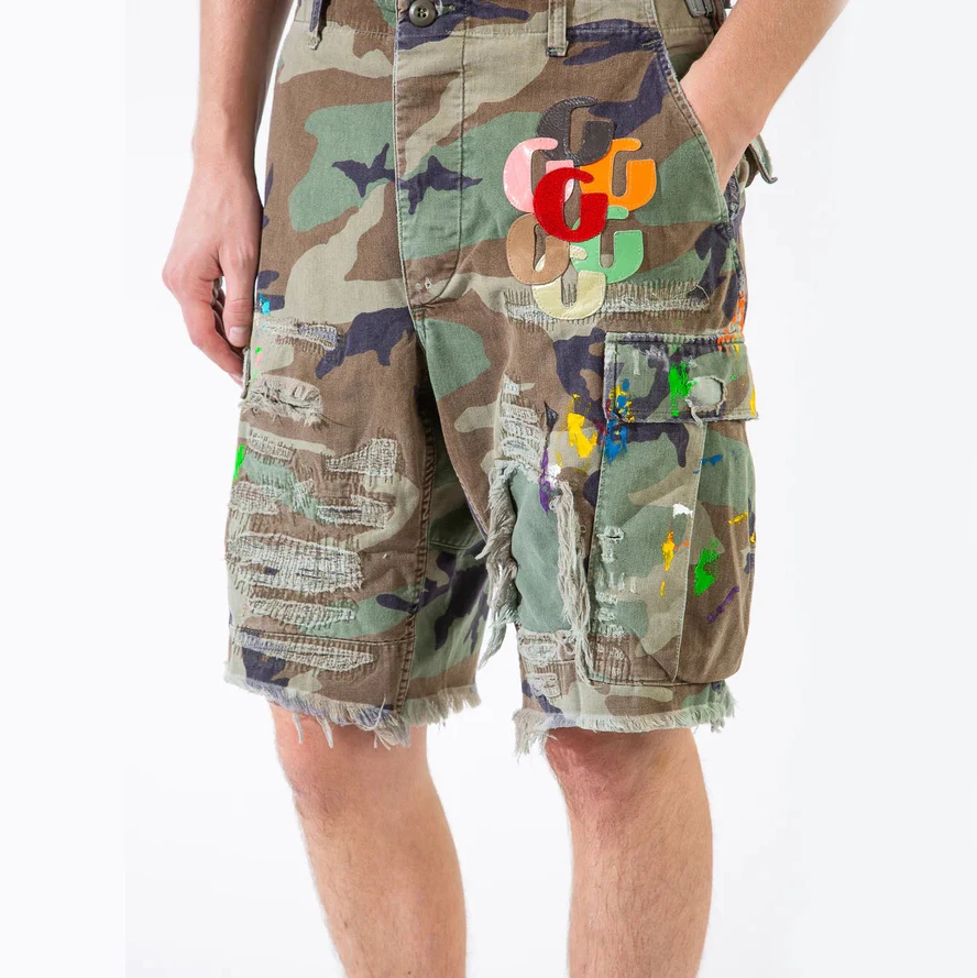 Custom Logo Mens Oversized Pockets Cotton Shorts Workout Camouflage Men ...