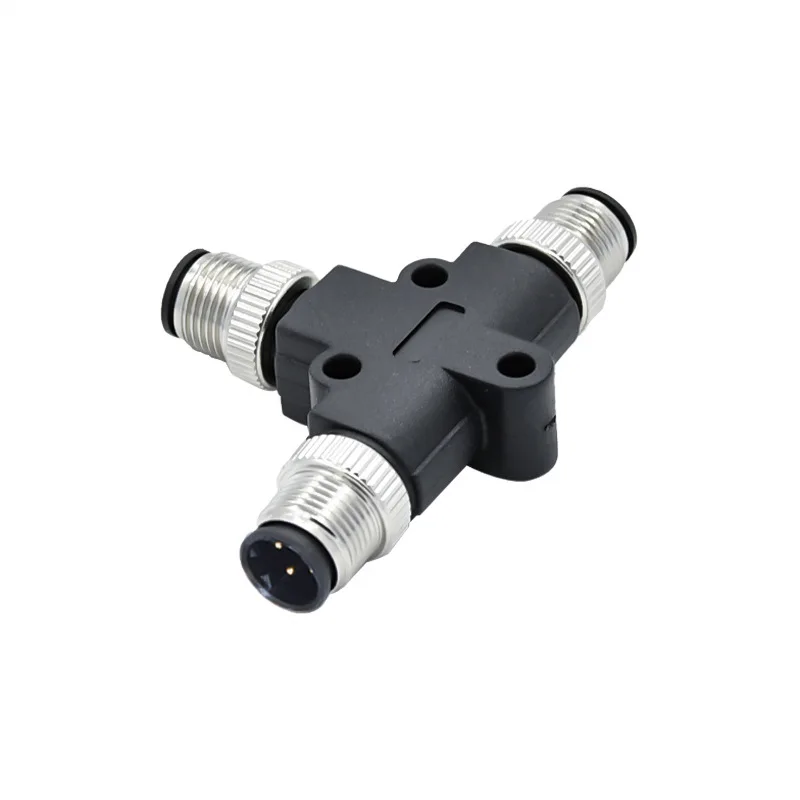 M12 Male to 2 Female T Shape Splitter M12 3 Way T-Type Sensor Adapter ...